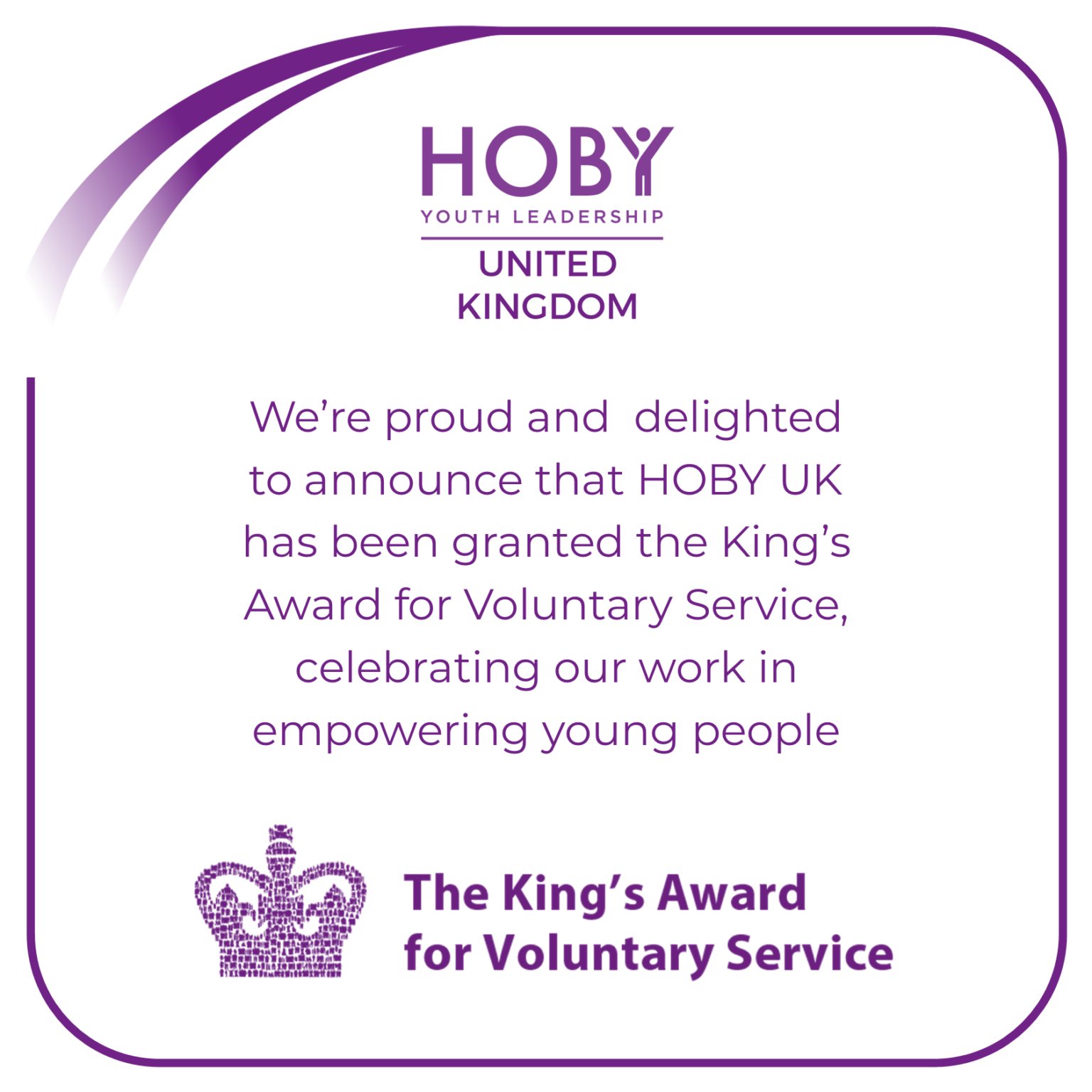 King’s Award Announcement - HOBY UK